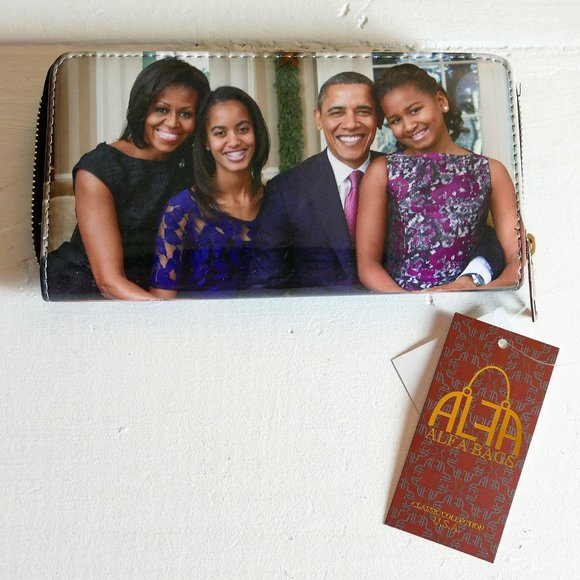 ALFA | Bags | Obama Family Printed Vinyl Handbag Wallet Set | Poshmark